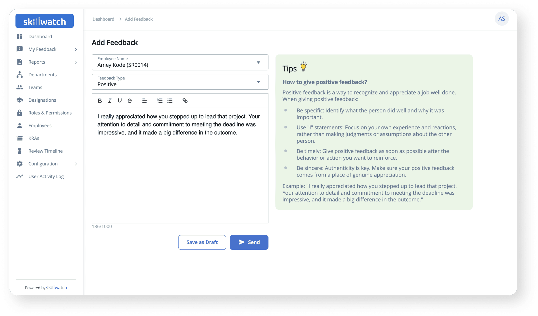 Feedback and performance review platform | Skillwatch